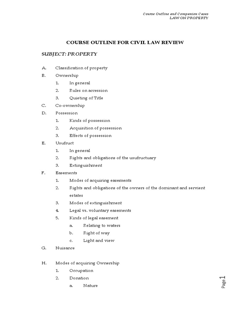 Property Law Course Outline & Cases | PDF | Easement | Ownership