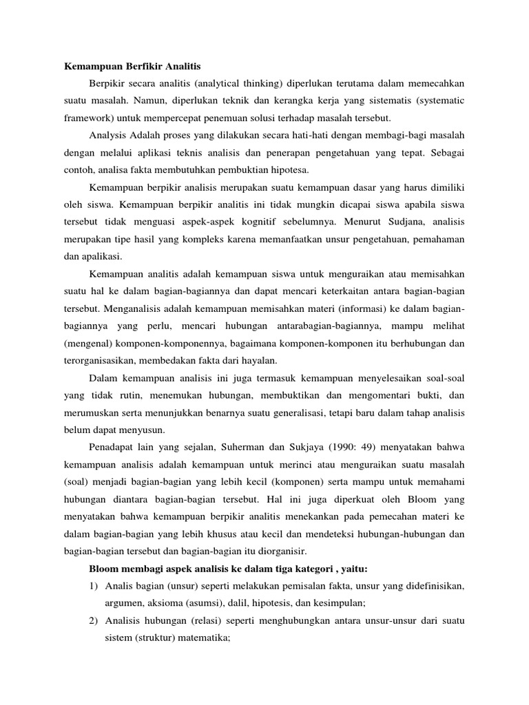 Memahami Kemampuan Berpikir Analitis | PDF