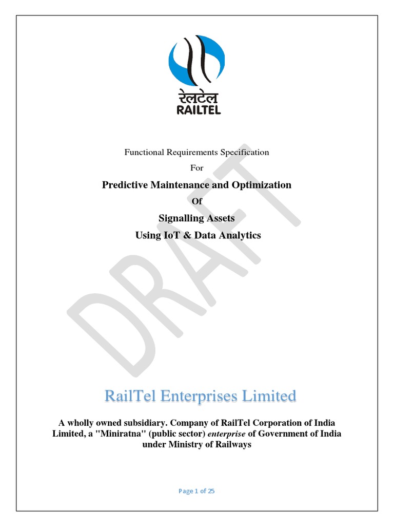 Draft FRS Document For Preedective Maintenence-Revised 1.0 | PDF ...