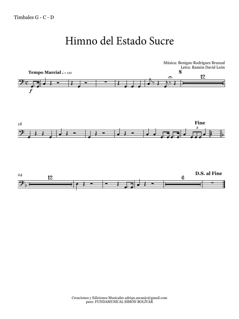Himno de Sucre - Timbales | PDF