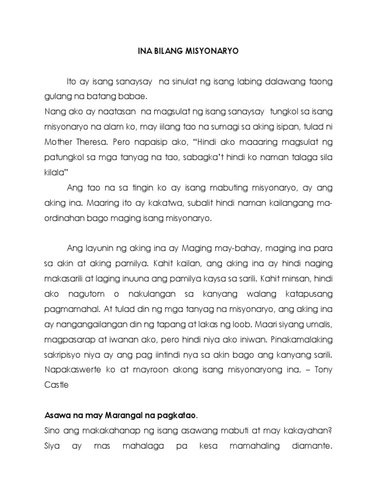 Ina Bilang Misyonaryo | PDF