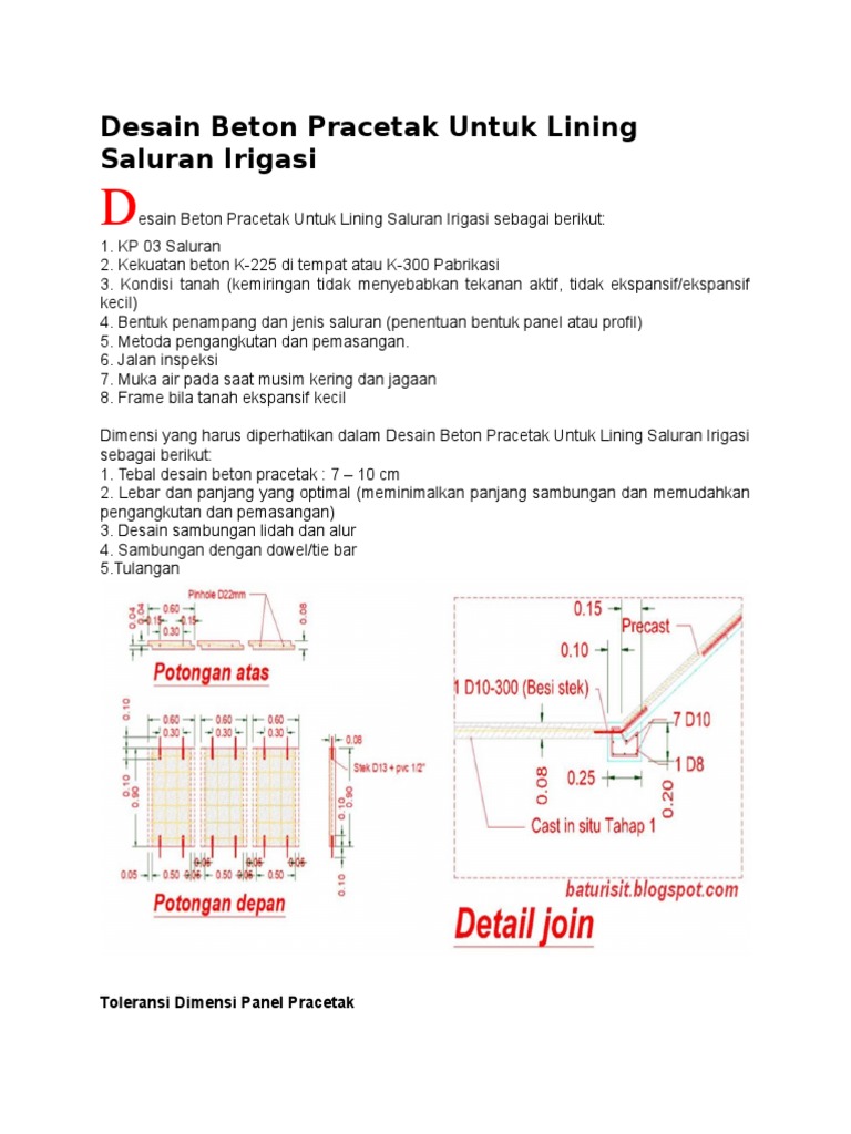 Desain Beton Pracetak Untuk Lining Saluran Irigasi | PDF | Komputer ...