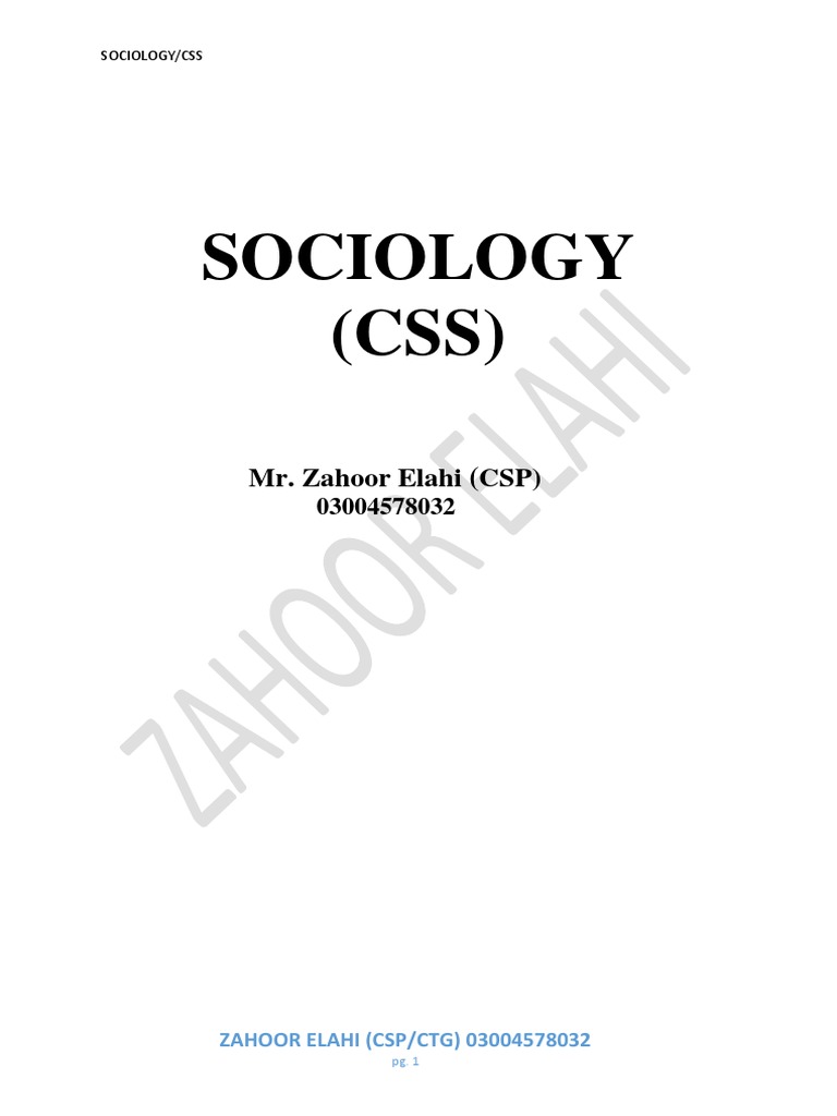 Complete Sociology Notes | PDF | Social Contract | Sociology