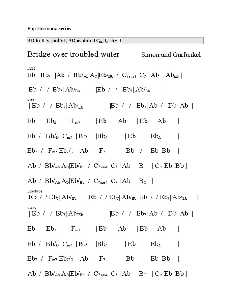 Bridge Over Troubled Water, Chords | PDF