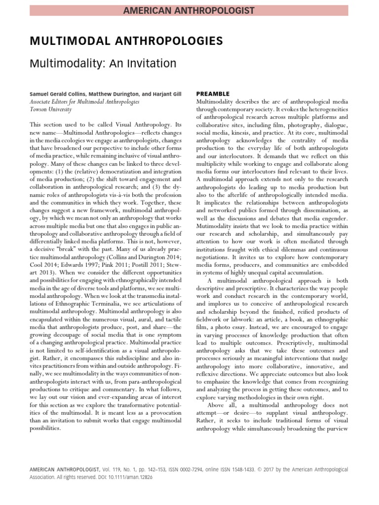 Multimodality: An Invitation: Multimodal Anthropologies | PDF ...