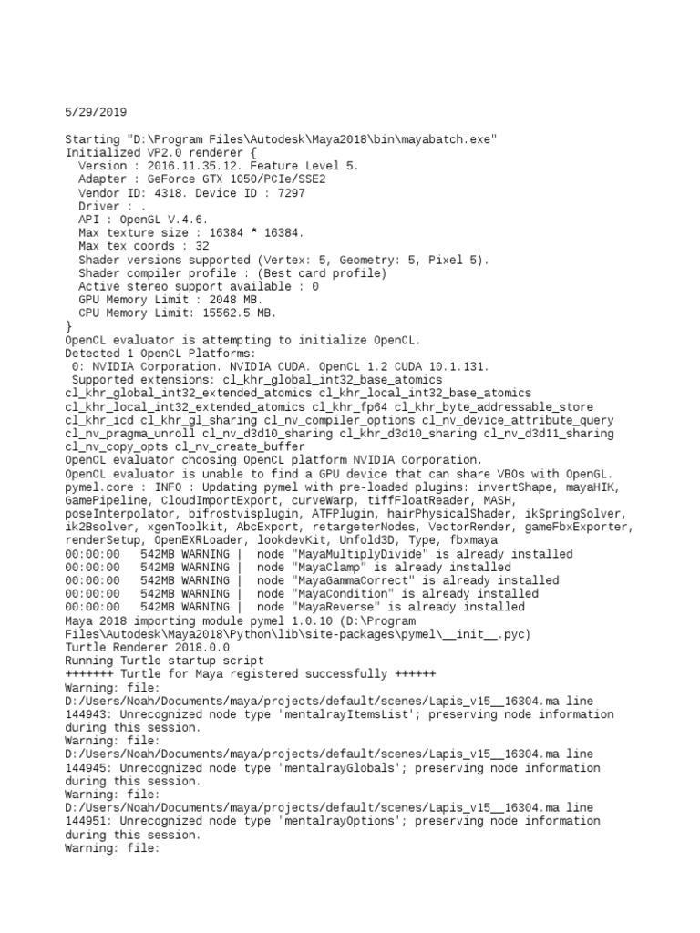 Maya Render Log | Download Free PDF | Shader | Graphics Processing Unit