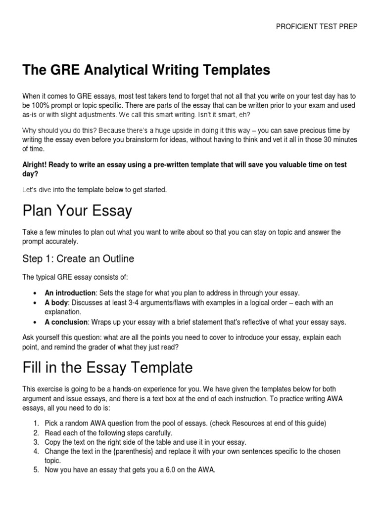 The GRE Analytical Writing Templates | PDF | Essays | Graduate Record ...