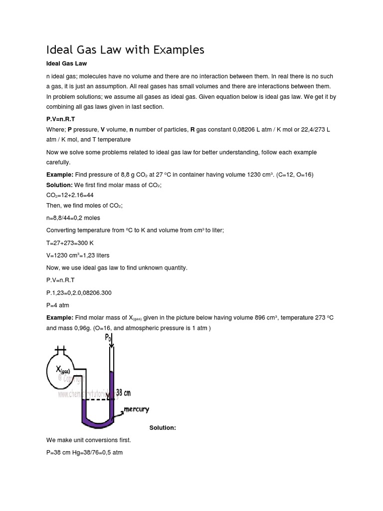 Ideal Gas Law: Concepts and Examples | PDF | Gases | Mole (Unit)