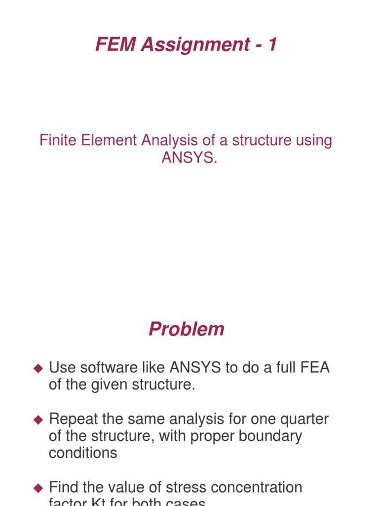 Fem Assignment 1 Finite Element Analysis Of A Structure Using Ansys Pdf Finite Element