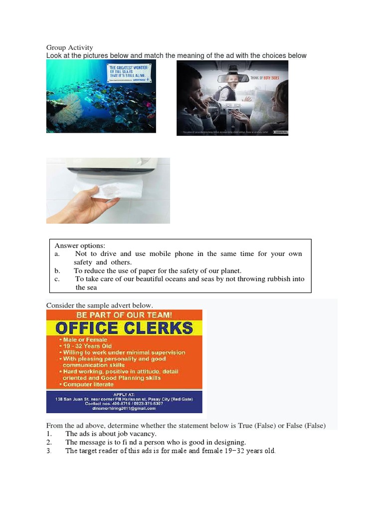 Group Activity: Analyzing Advertisements | PDF