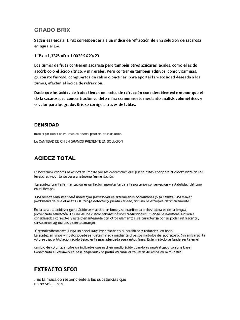 Grado Brix | PDF | Ester | Alcohol