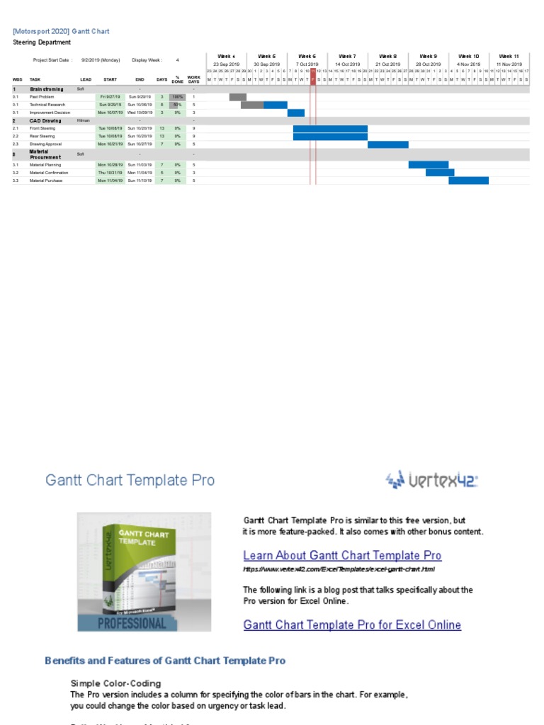 (Motorsport 2020) Gantt Chart: Steering Department | PDF | Spreadsheet ...