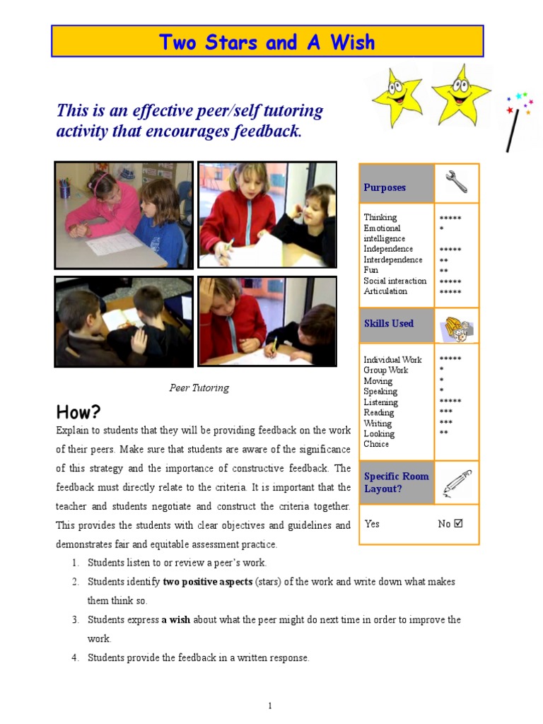Two Stars and a Wish Feedback Strategy | PDF | Inclusion (Education ...