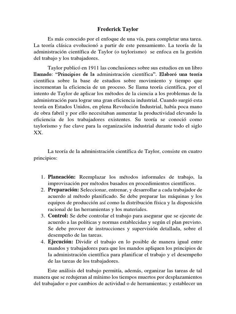 Doctrina de Taylor y Fayol | Descargar gratis PDF | Economias | Business