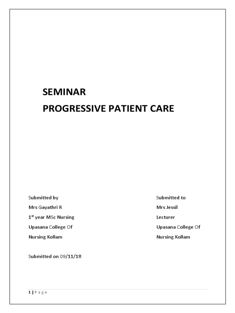Progressive Patient Care: An Overview of the Concept and Elements of ...