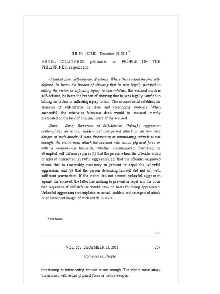 Arnel Colinares, Petitioner, vs. People of The PHILIPPINES, Respondent ...
