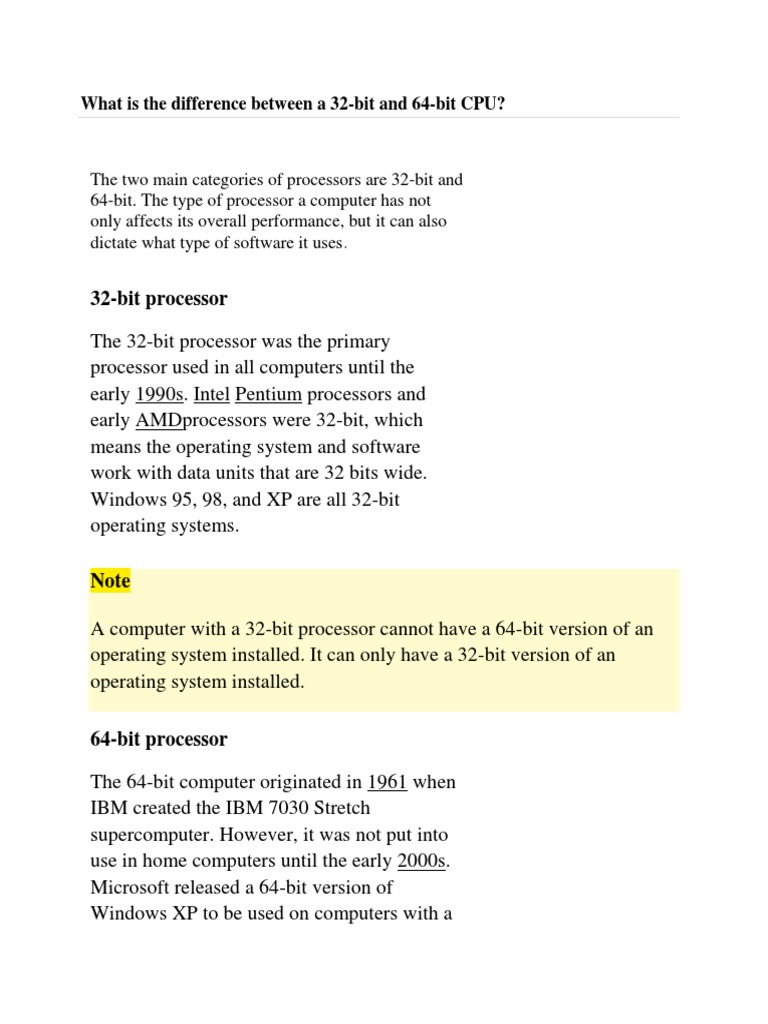 32-Bit Processor | PDF | 64 Bit Computing | Multi Core Processor