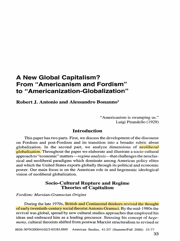 Gramsci Neo Fordism | Download Free PDF | Antonio Gramsci | Capitalism
