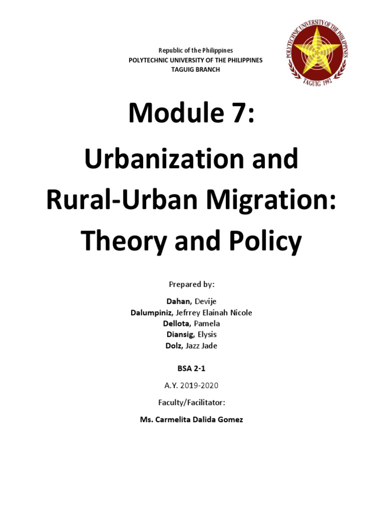 Urbanization and Rural-Urban Migration: Theory and Policy: Polytechnic ...