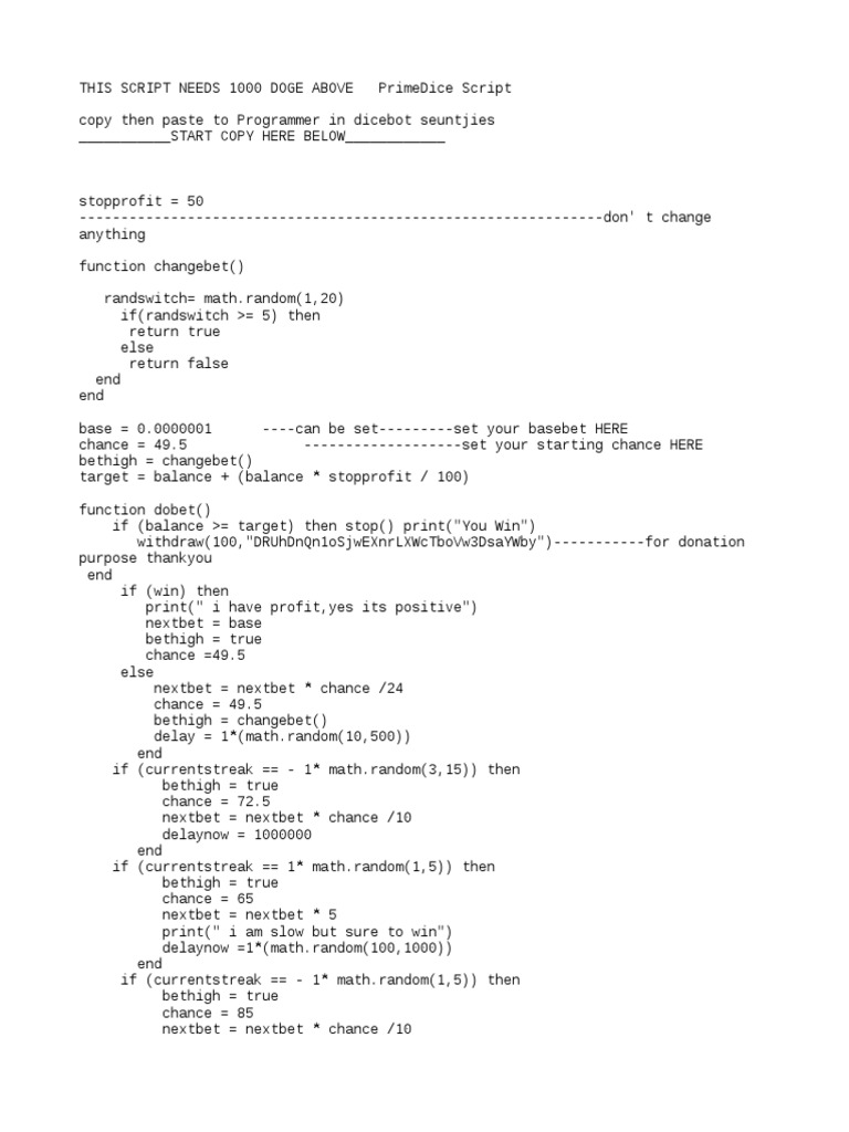 Primedice Script For Bot Seuntjies | PDF