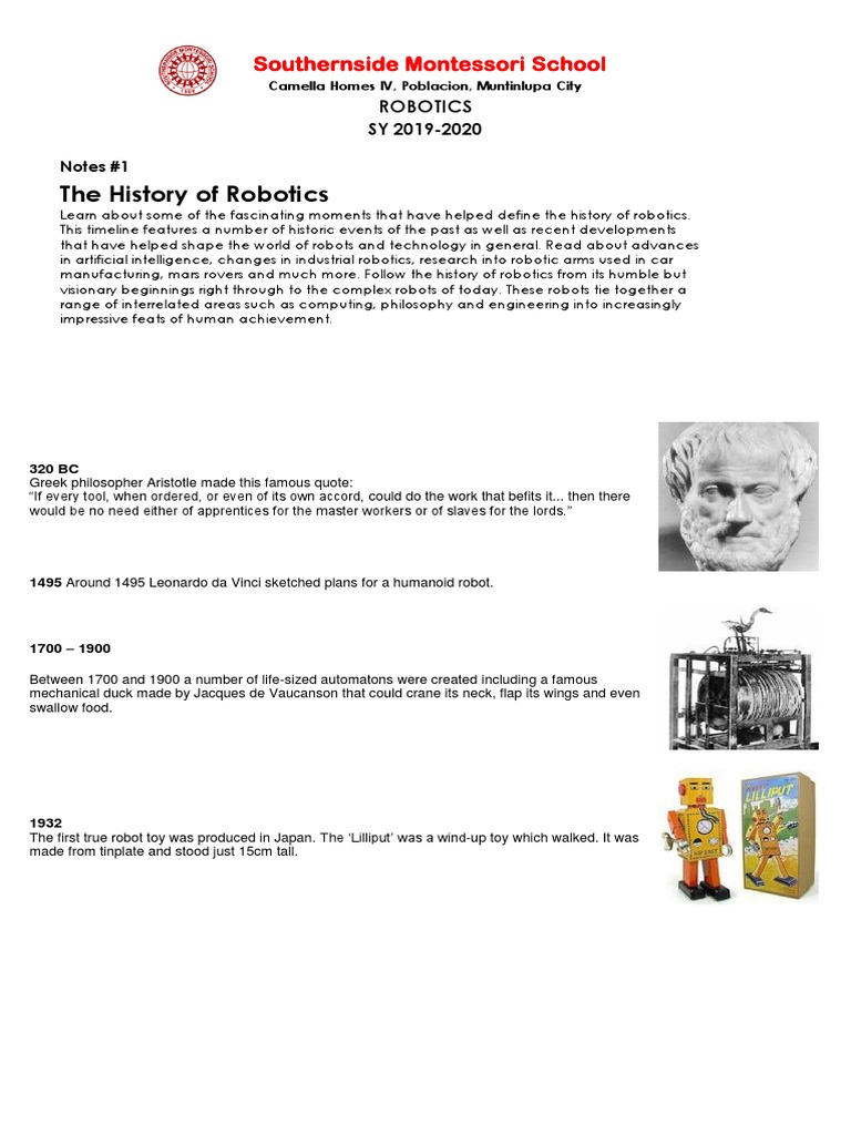 Notes 1 History of Robotics | PDF | Robot | Robotics