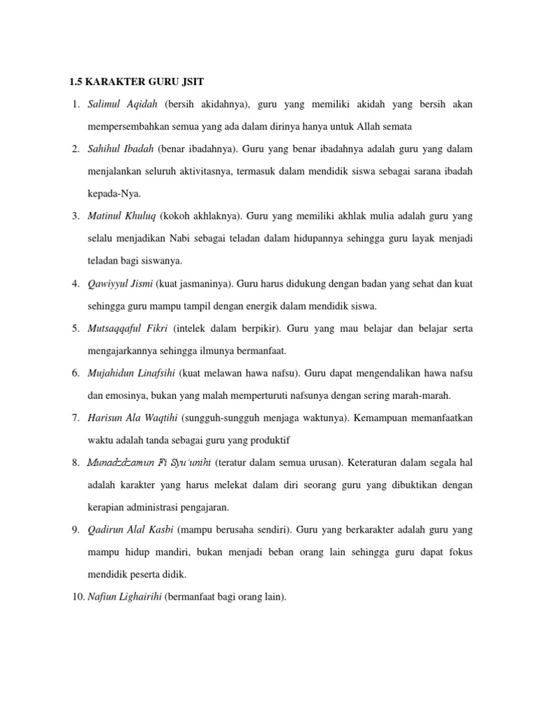 Karakter Guru Sit | PDF | Karier & Perkembangan | Pengembangan Diri