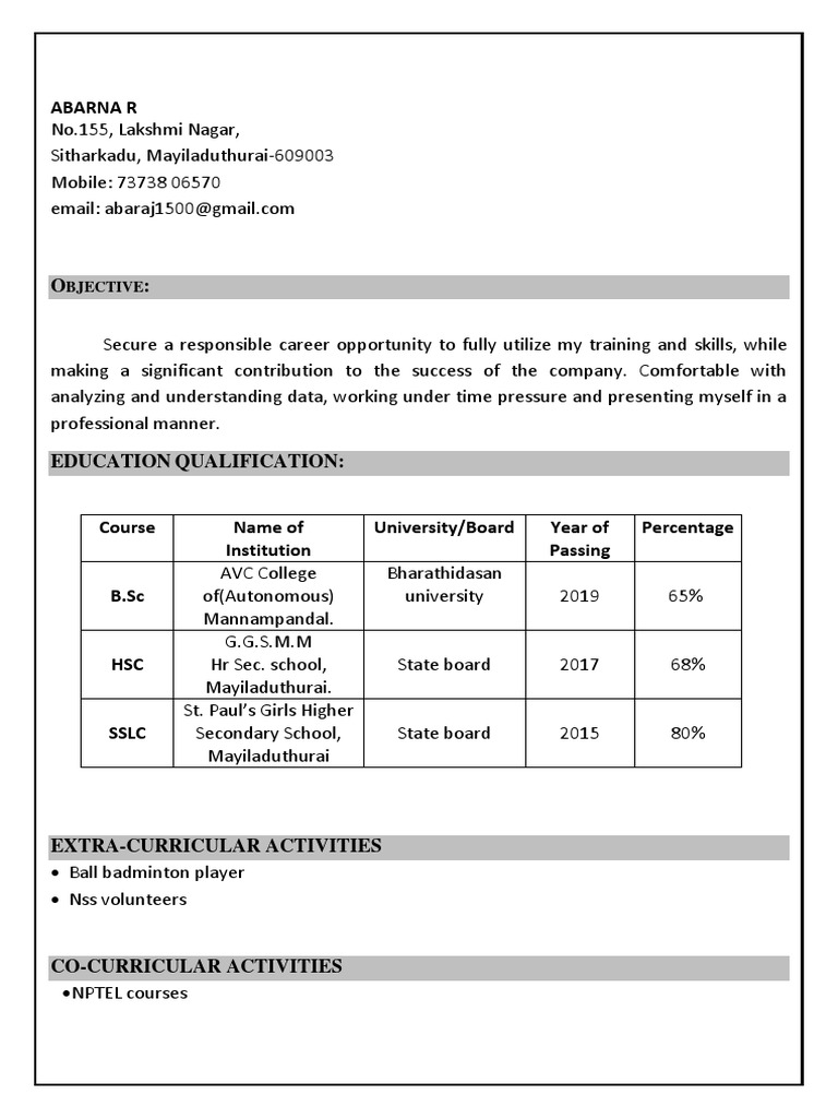Abarna Resume | PDF