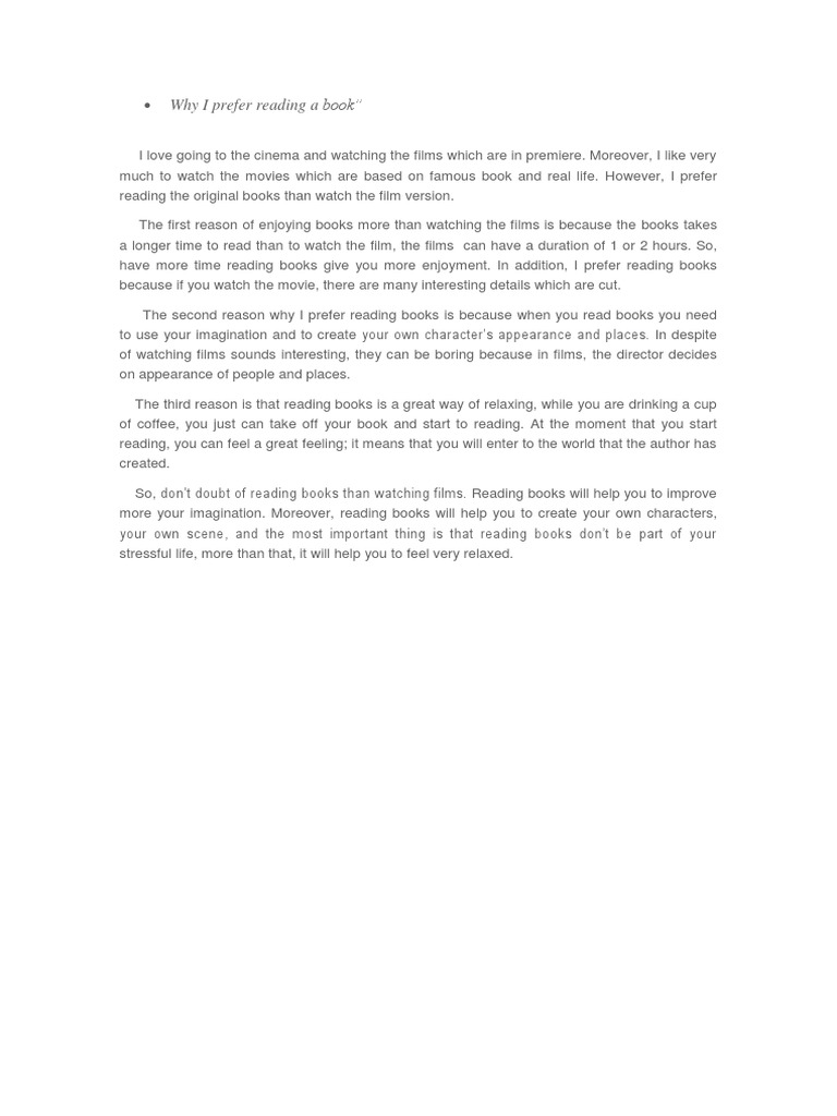 Why I Prefer Reading A Book" | PDF