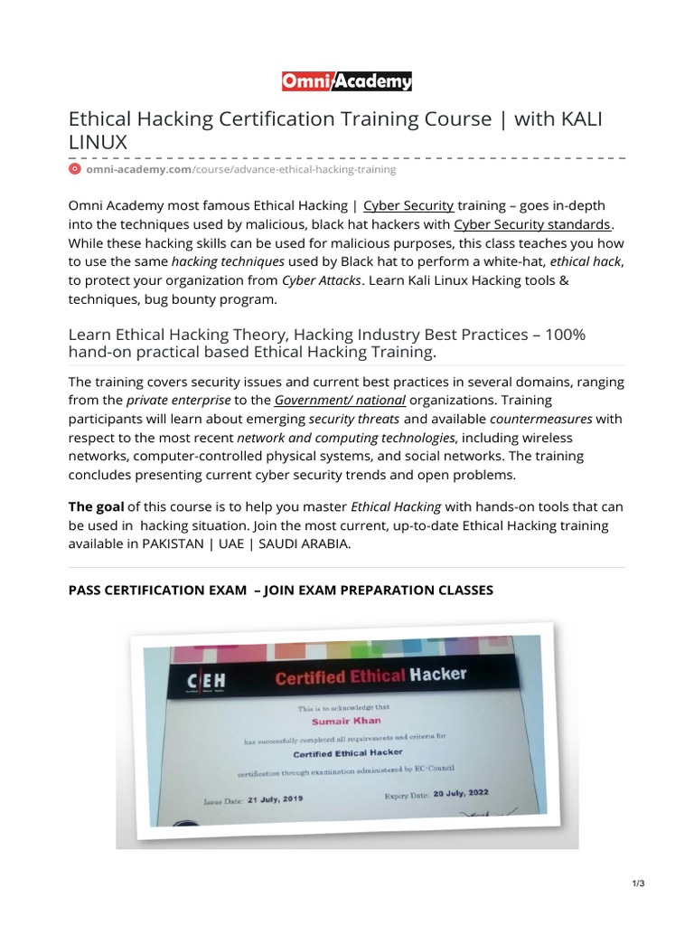 Ethical Hacking Certification Training Course With KALI LINUX | PDF ...