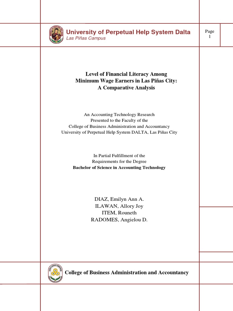 University of Perpetual Help System Dalta | PDF | Financial Literacy ...