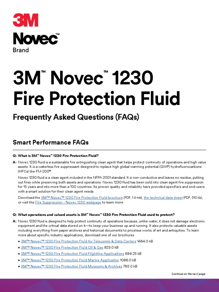 3M Novec 1230 Fire Protection Fluid: Frequently Asked Questions (Faqs ...