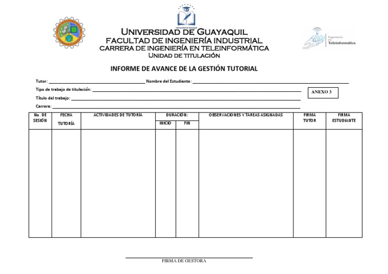 Anexo 3 Informe de Avance de La Gestión Tutorial | PDF