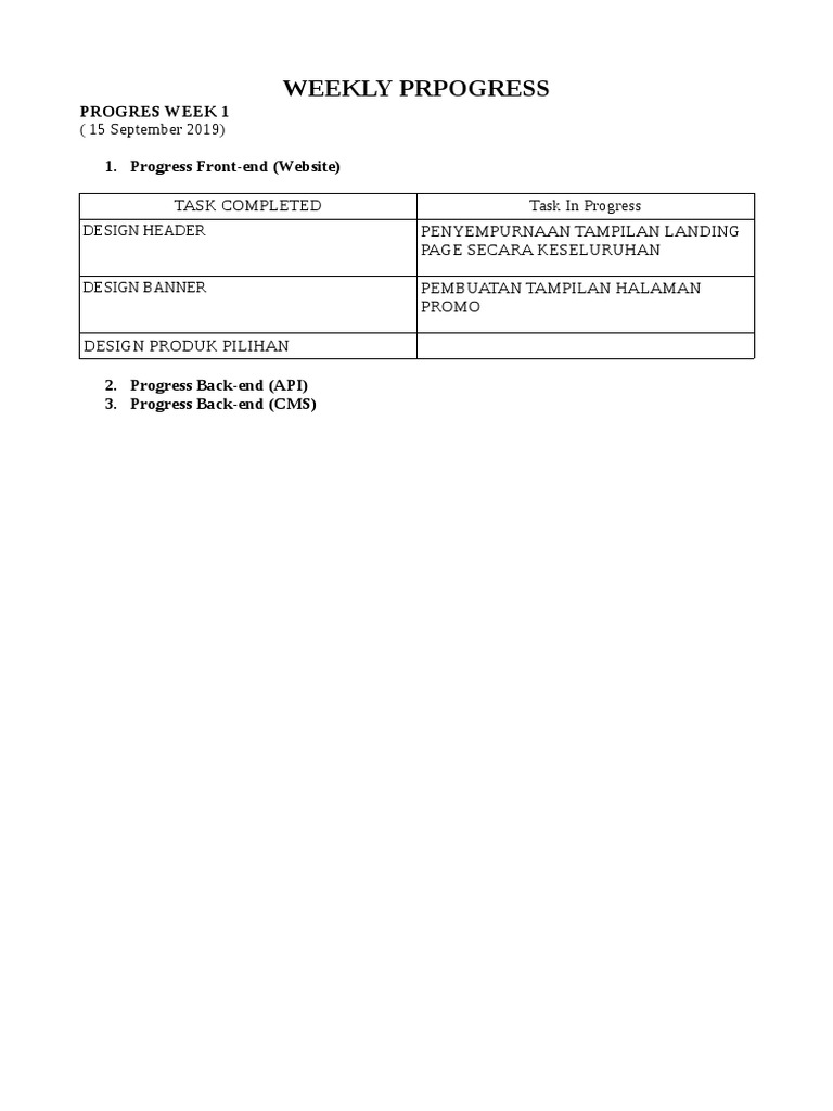Progress Week 1 | PDF
