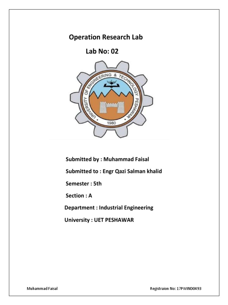 Operation Research Lab Lab No: 02 | PDF | Mathematical Optimization | Systems Theory