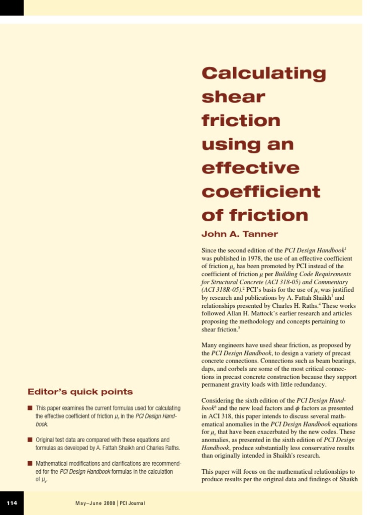 Shear Friction | PDF | Precast Concrete | Friction