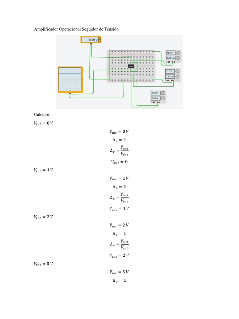 Amplificador Operacional Seguidor de Tensión | PDF | Amplificador ...