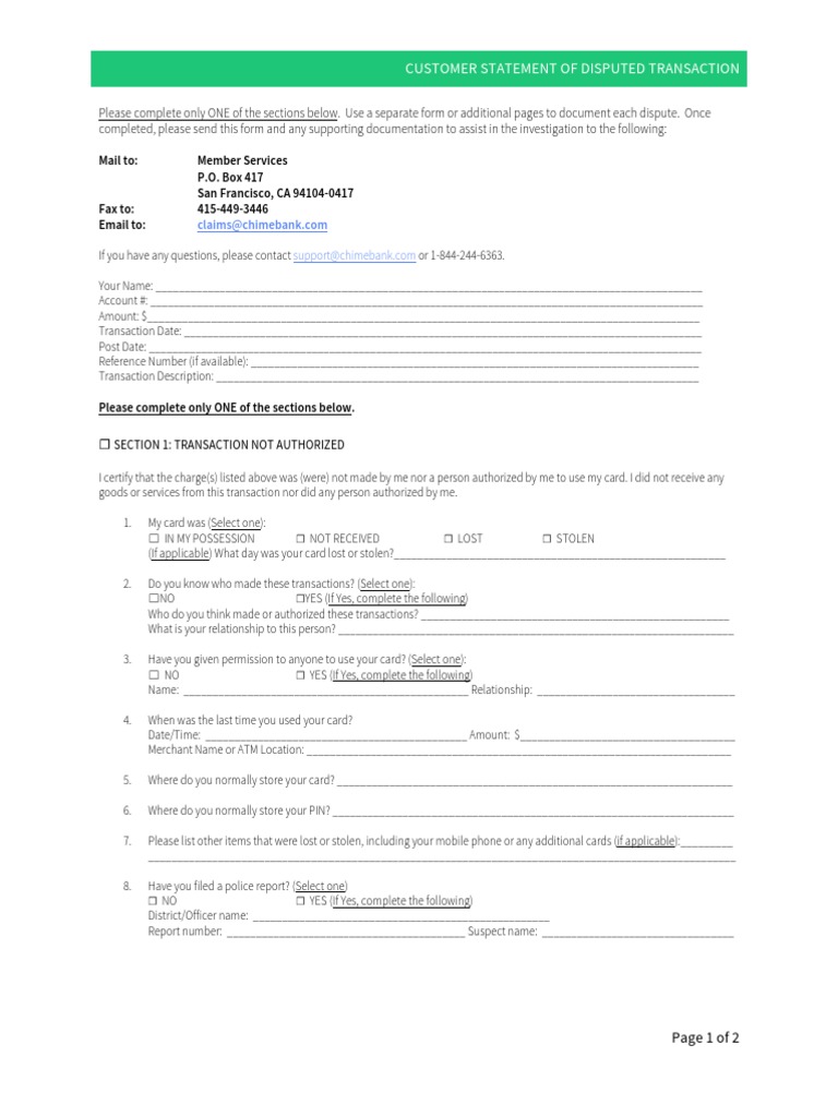 Transaction Dispute Written Claim | PDF | Credit Card | Financial ...