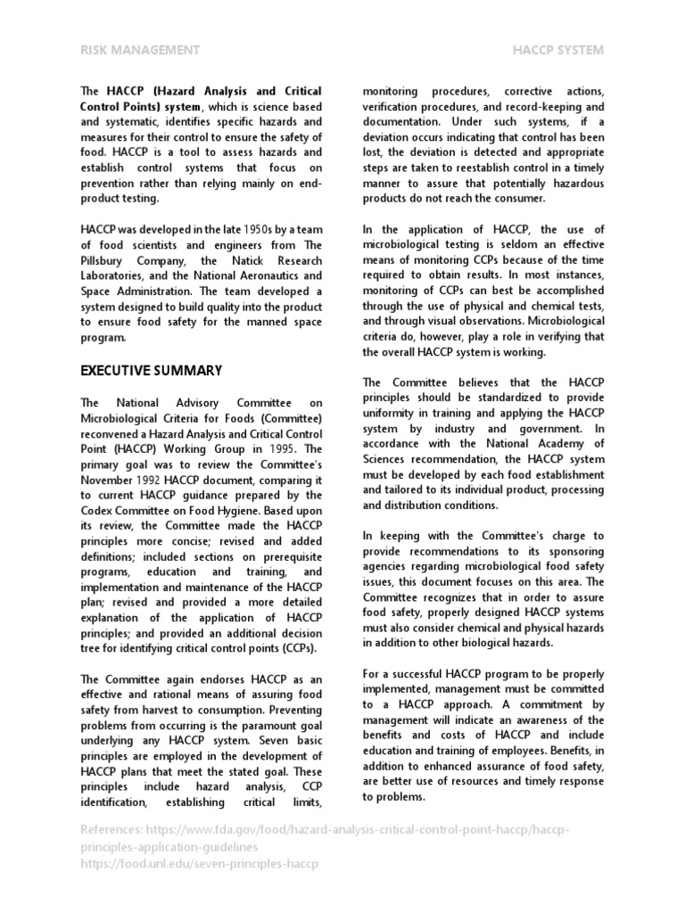 The HACCP System | PDF | Hazard Analysis And Critical Control Points ...