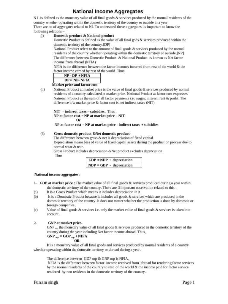 National Income Isc Notes | PDF | Measures Of National Income And ...