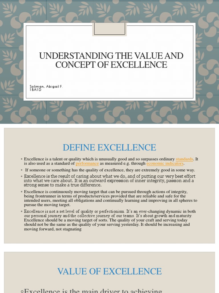 Excellence Presentation | PDF | Goal | Good Governance