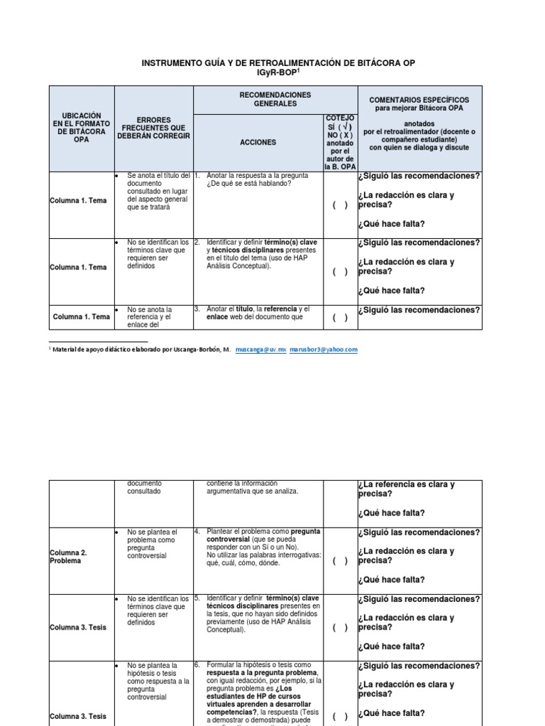 Guía para Mejorar Bitácora OP | PDF | Argumento | Hipótesis