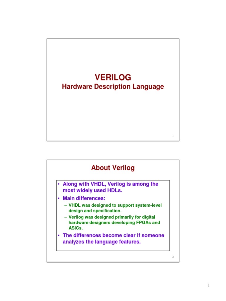 Verilog: Hardware Description Language | PDF | Vhdl | Hardware ...