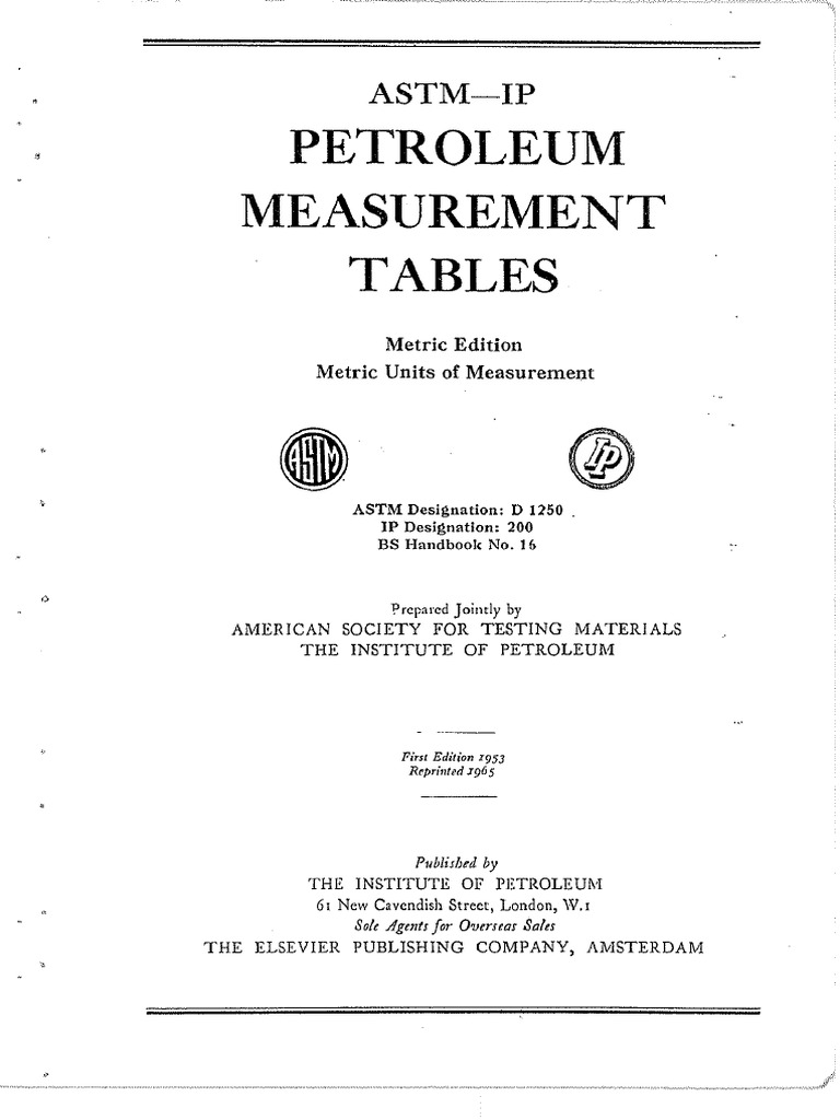 Astm-Ip (Petroleum Measurement Tables) | PDF