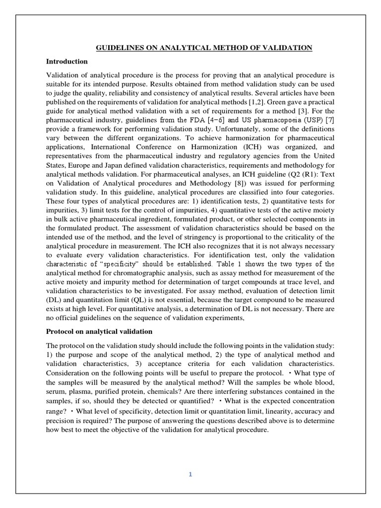 Guidelines on Validation of Analytical Methods | PDF | Detection Limit | Accuracy And Precision
