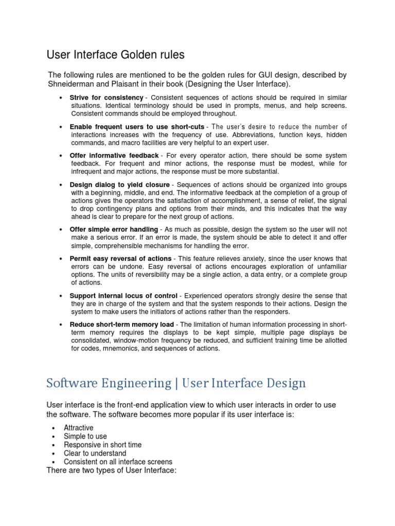 User Interface Golden Rules | PDF | Graphical User Interfaces | Command Line Interface