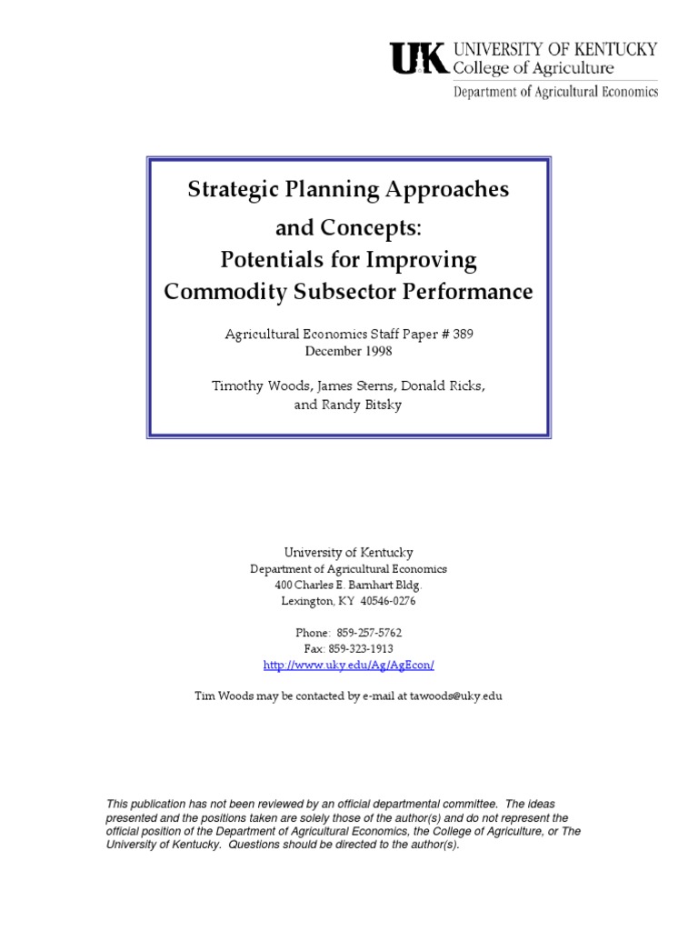 Strategic Planning Approaches and Concepts: Potentials For Improving ...