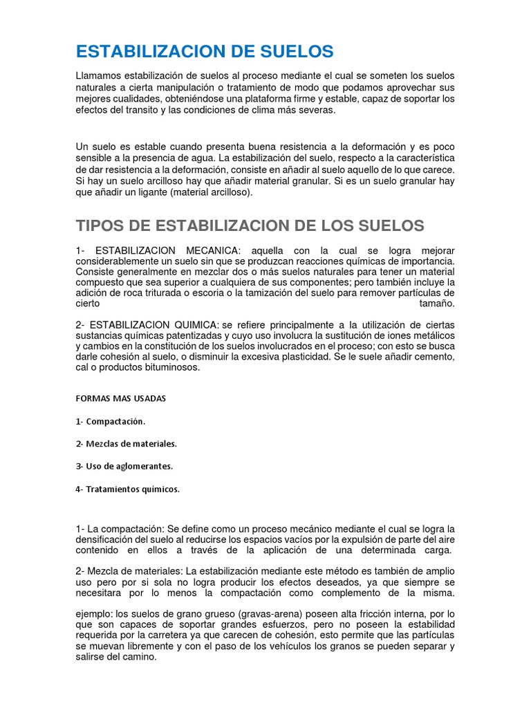 Estabilización Química de Suelos | PDF | Materiales | Química
