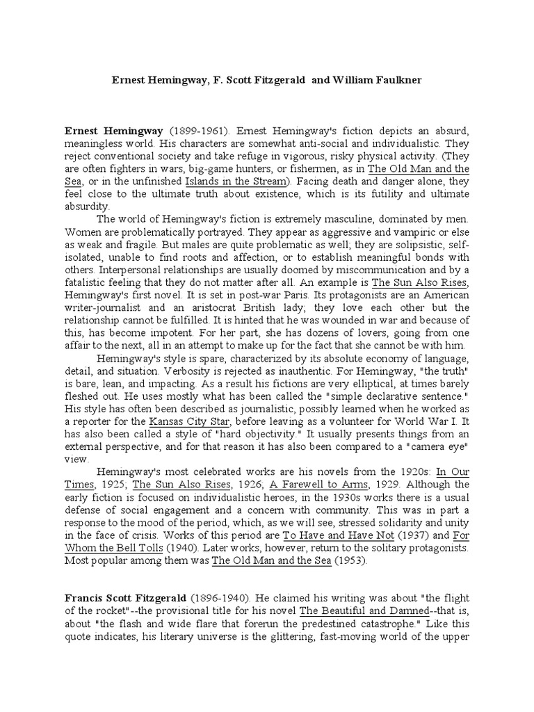 Hemingway Fitzgerald, Faulkner | PDF | William Faulkner | F. Scott ...