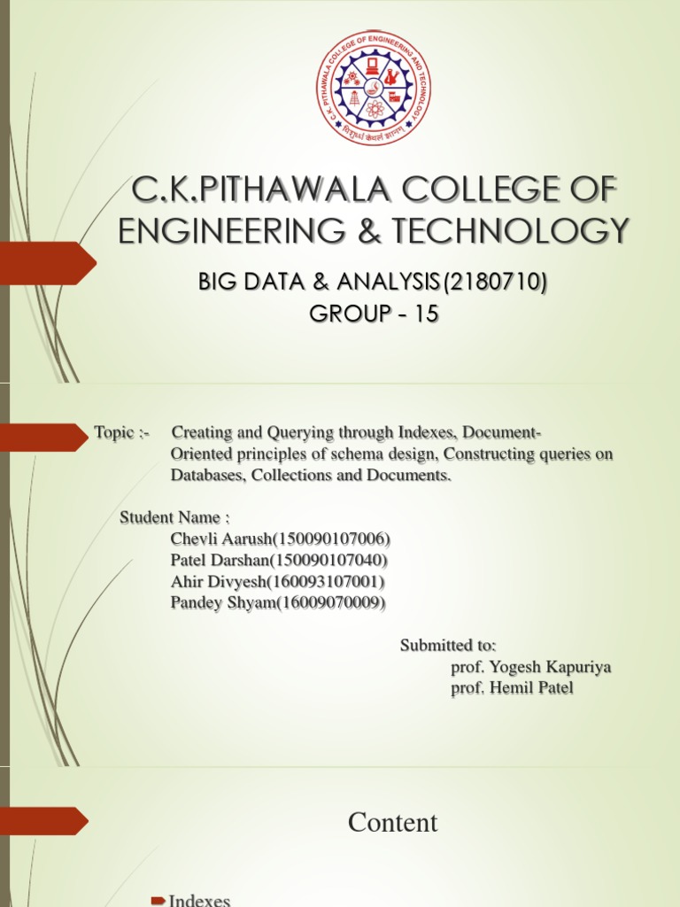 CK Pithawala Colege PDF For Big Data Analysis | PDF | Mongo Db ...