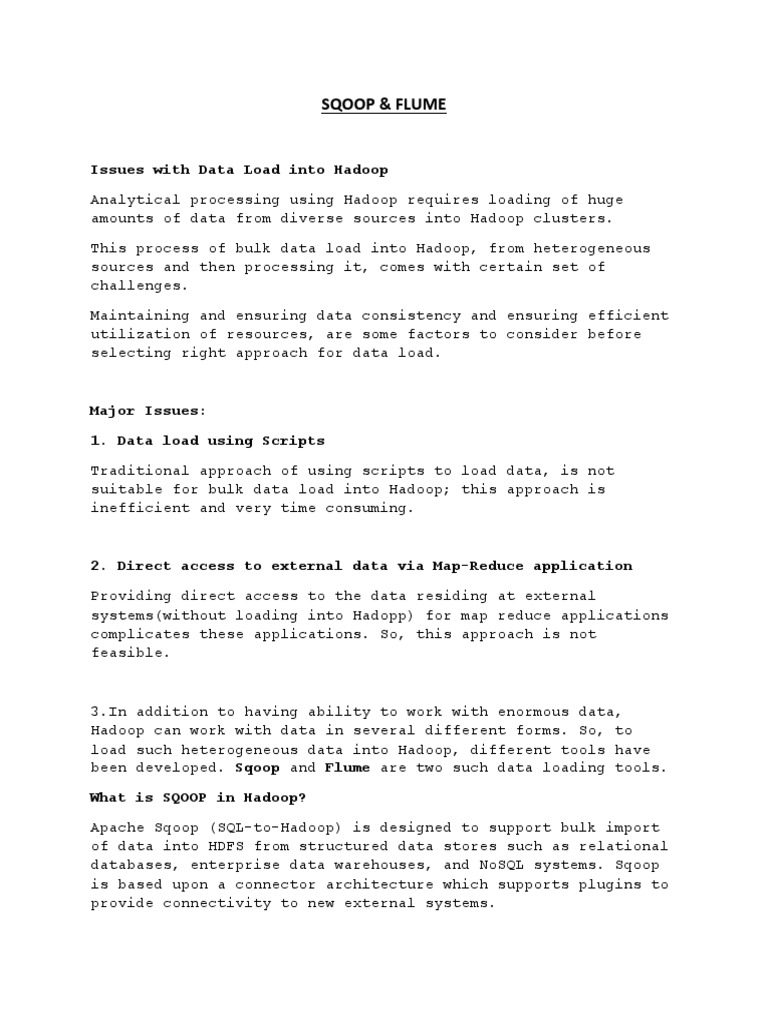 Sqoop & Flume: Issues With Data Load Into Hadoop | PDF | Apache Hadoop ... Sqoop & Flume: Issues With Data Load Into Hadoop | PDF | Apache Hadoop ...